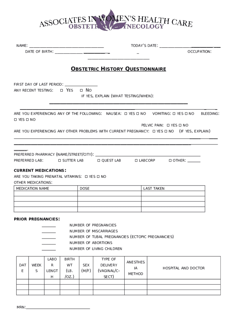 2.OBSTETRICS HISTORY SHEET 1 .pdf - LORMA ... Doc Template | pdfFiller