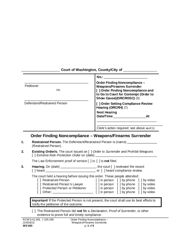Contempt Hearing Order (Protection, Extreme Risk ... Doc Template ...