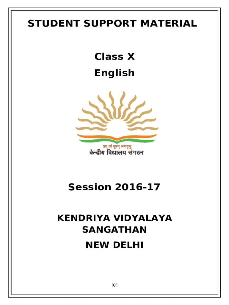 STUDENT SUPPORT MATERIAL. Class X English Doc Template | pdfFiller