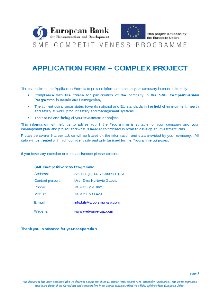 APPLICATION - COMPLEX PROJECT Doc Template | pdfFiller