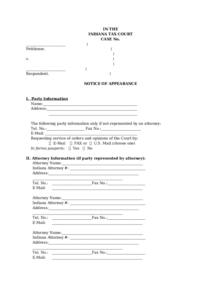 Notice of Appearance in the Tax Court Doc Template | pdfFiller