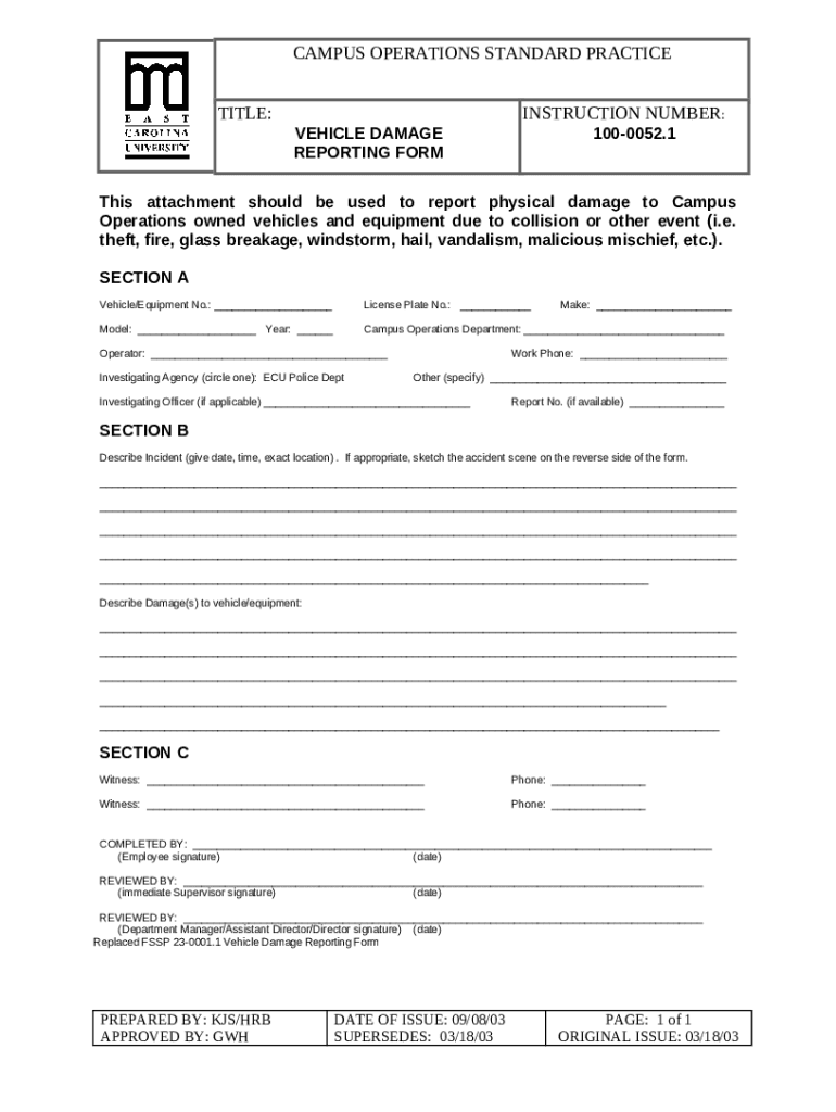 COSP 100-0052.1; Vehicle Damage Reporting . COSP; 100-0052.1, Vehicle ...