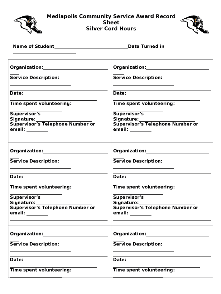Silver Cord of Service Award Program - Lincoln High School Doc Template | pdfFiller
