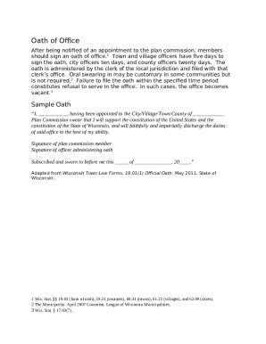 The Oath of Office for Local Elected Officials Doc Template | pdfFiller