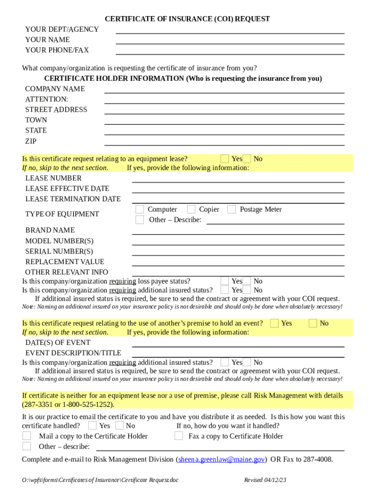 Got a Customer Asking for a Certificate of Insurance ... Doc Template ...