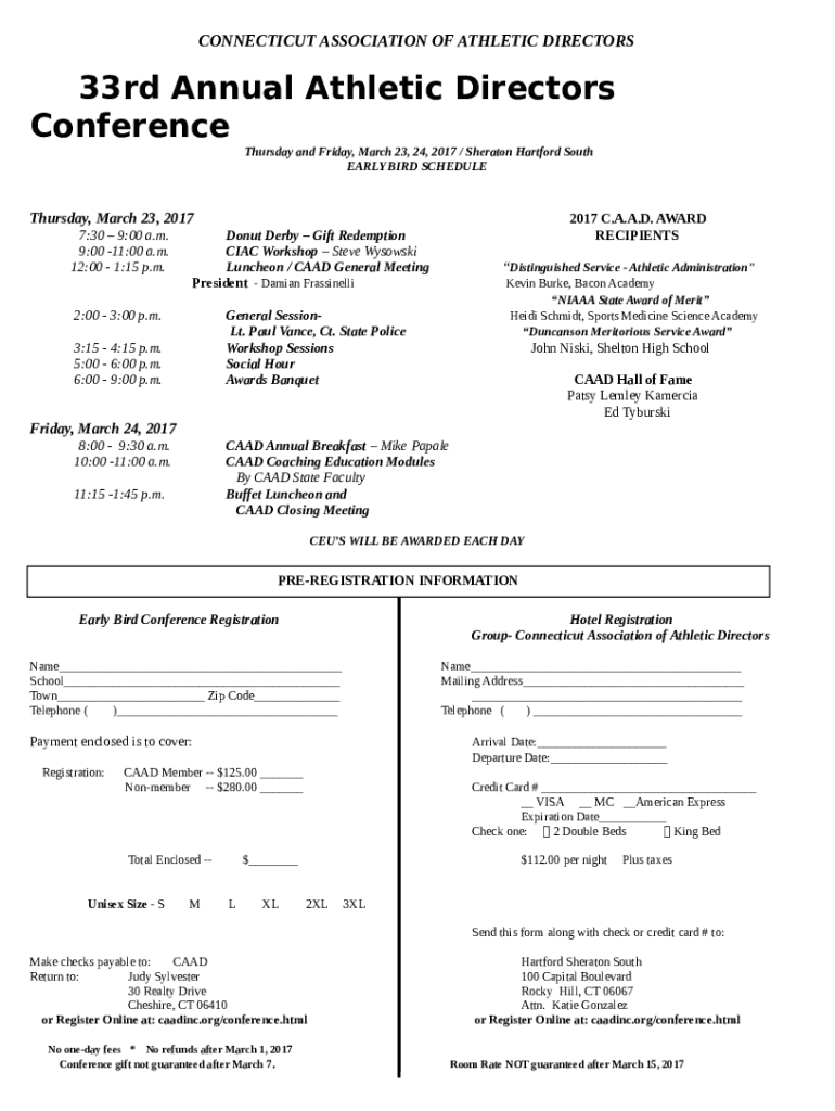 33rd Annual Athletic Directors Conference Doc Template | pdfFiller