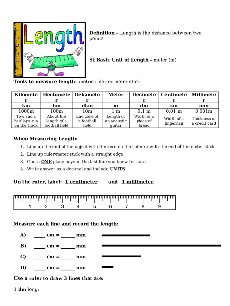 Definition - Length is the distance between two points Doc Template ...