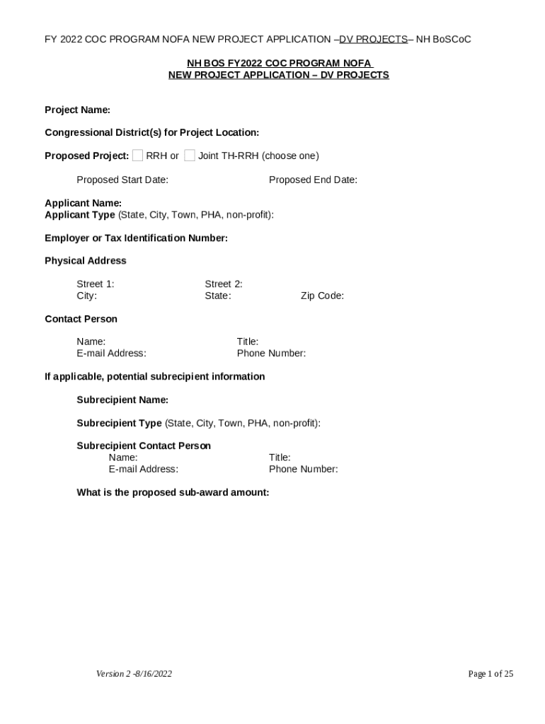 NH BOS FY2022 COC PROGRAM NOFA Doc Template | pdfFiller