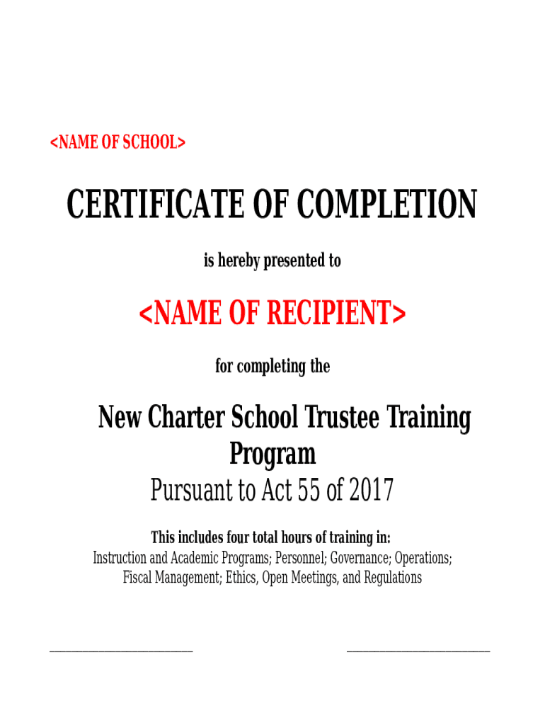 Trustee Training Program Certificate Template Doc Template | pdfFiller
