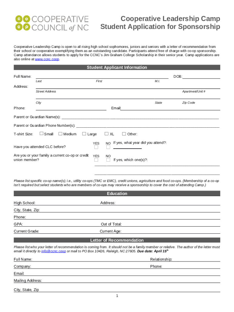 Co-op Leadership Camp Applications Now Being ... Doc Template | pdfFiller