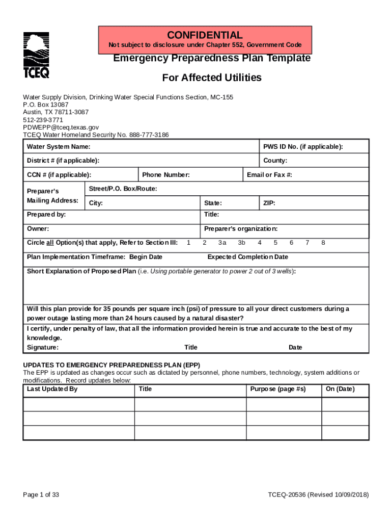 EPP Template - Texas Commission on Environmental Quality Doc Template | pdfFiller