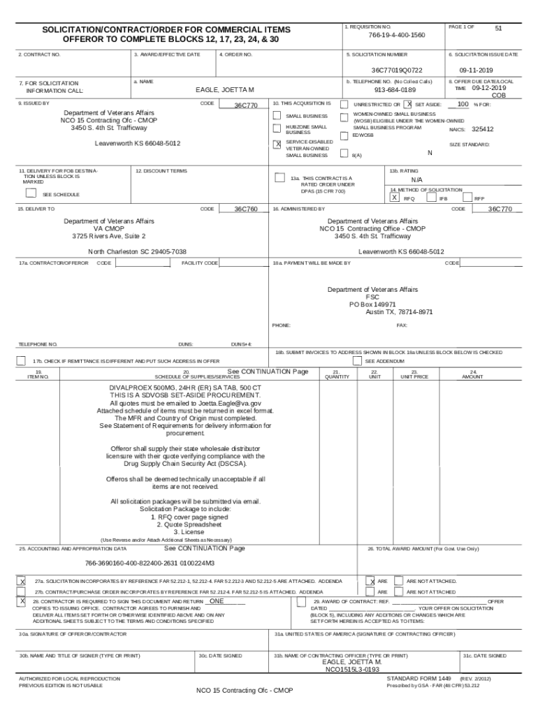 NCO 15 Contracting Ofc - CMOP Doc Template | pdfFiller
