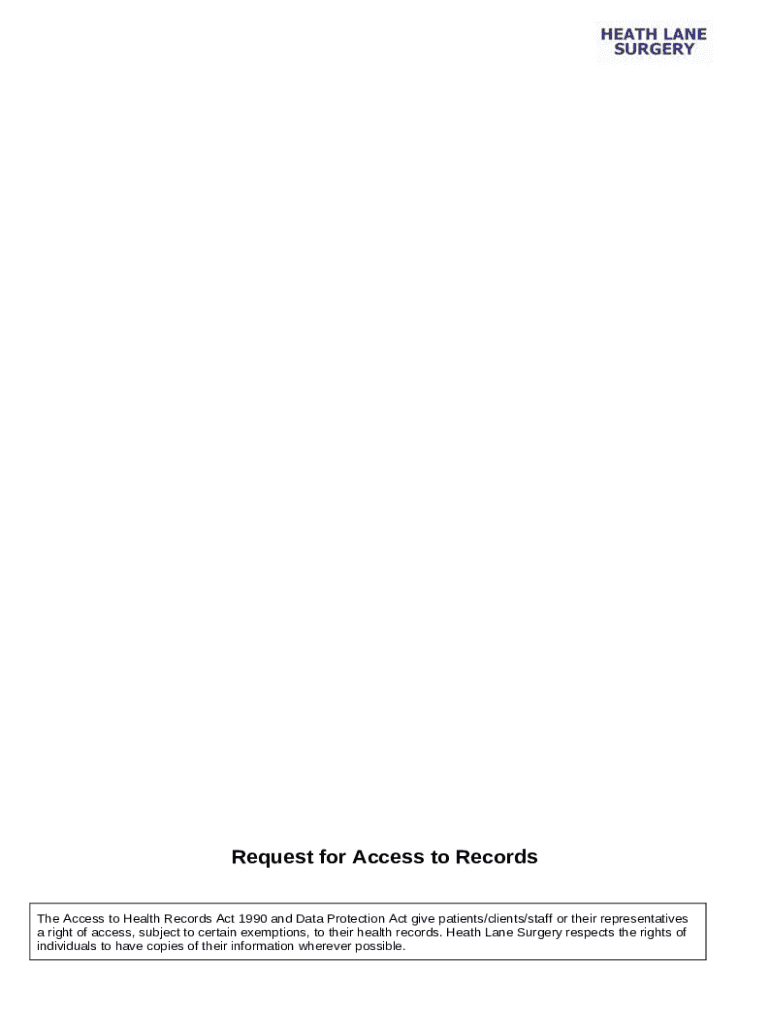 Request for Access to Records GDPR Doc Template | pdfFiller
