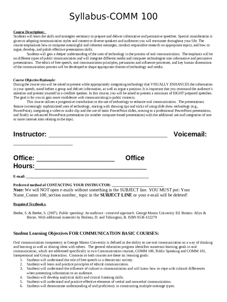 COMM 2400: Public Speaking Department of English, ... - mason gmu Doc ...