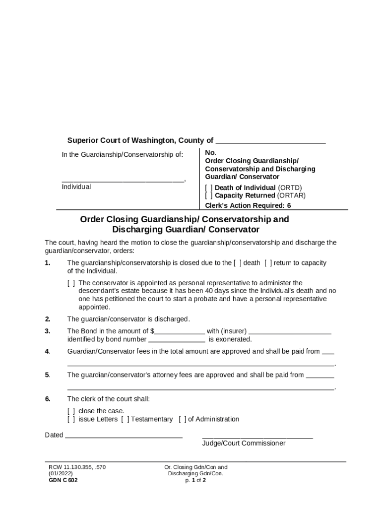 Conservatorship and Discharging Guardian/ Conservator Doc Template ...