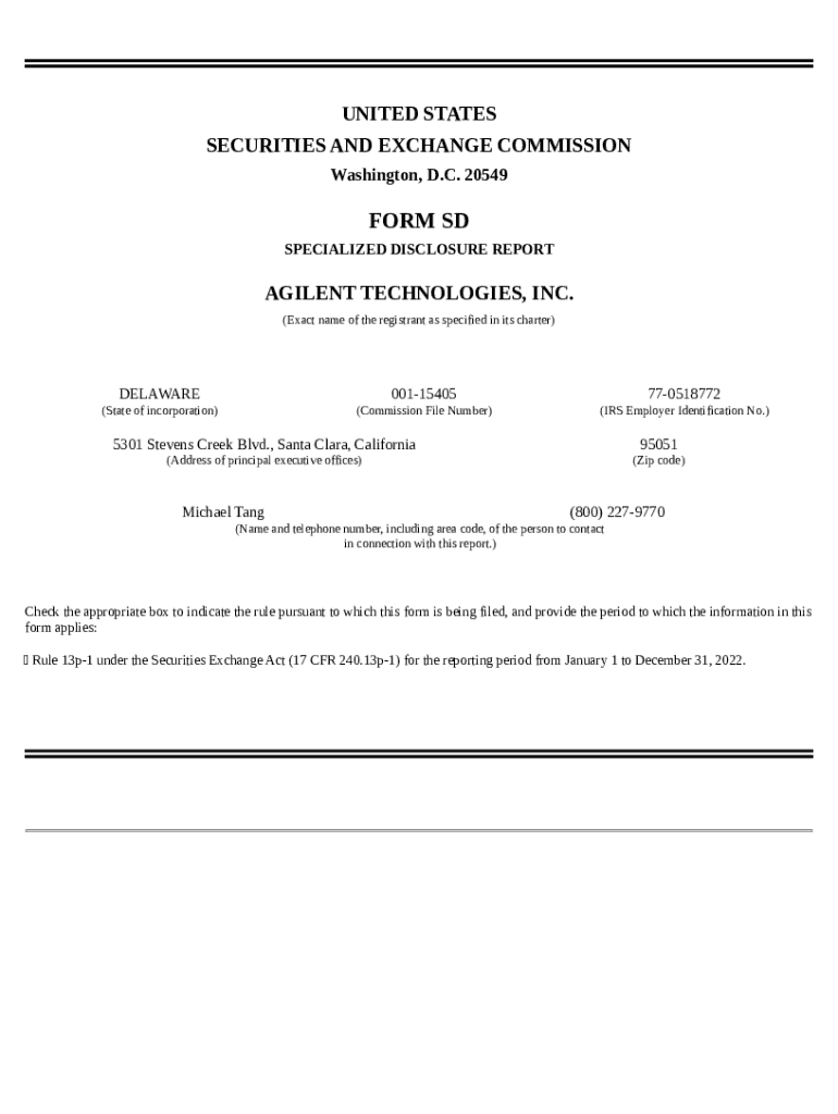 A : SD Specialized Disclosure Report filed pursuant to Section ... Doc ...