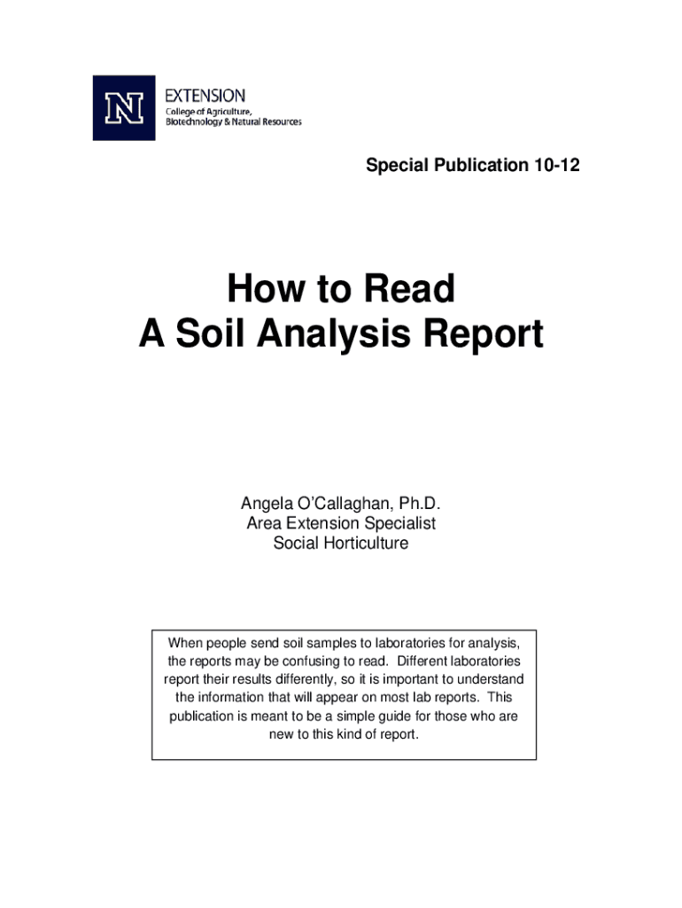 Fillable Online How to Read a Soil Analysis Report. Horticulture Fax ...