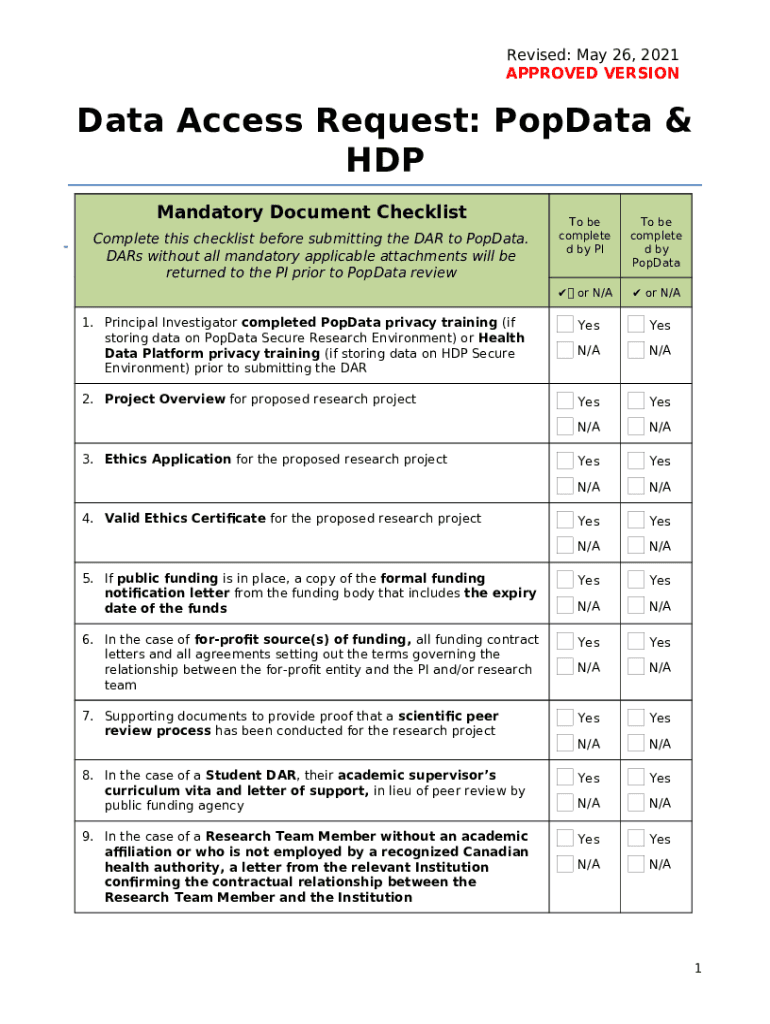 The PopData/HDPBC Data Access Request (DAR) process Doc Template | pdfFiller