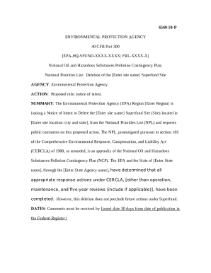 40 CFR Part 300 - NATIONAL OIL AND HAZARDOUS ... Doc Template | pdfFiller