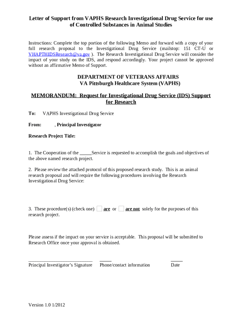 Letters of Support from VAPHS Service Lines Doc Template | pdfFiller