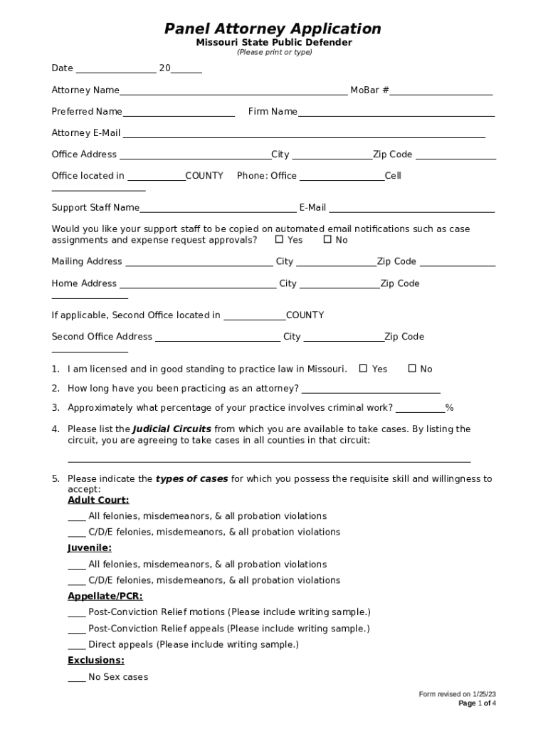 Panel Attorney Application - Missouri State Public Defender ...