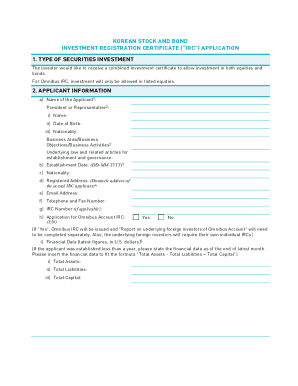 Fillable Online Korean Stock and Bond - Investment Registration ...