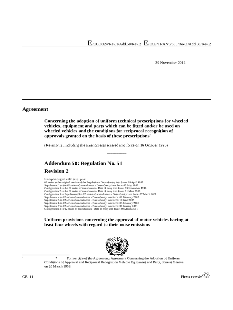 Agreement Addendum 95: Regulation No. 96 Revision 3 Doc Template | pdfFiller