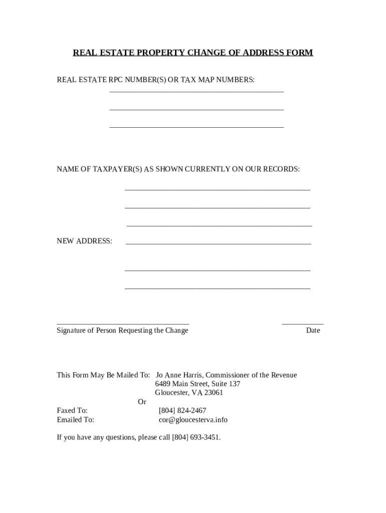 real estate property change of address Doc Template | pdfFiller