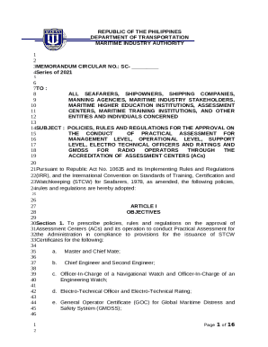 Approved Circulars - Official Website of MARINA STCW ... Doc Template | pdfFiller