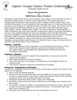 Ferris Saxon Dance Team Guidelines and Expectations Doc Template ...