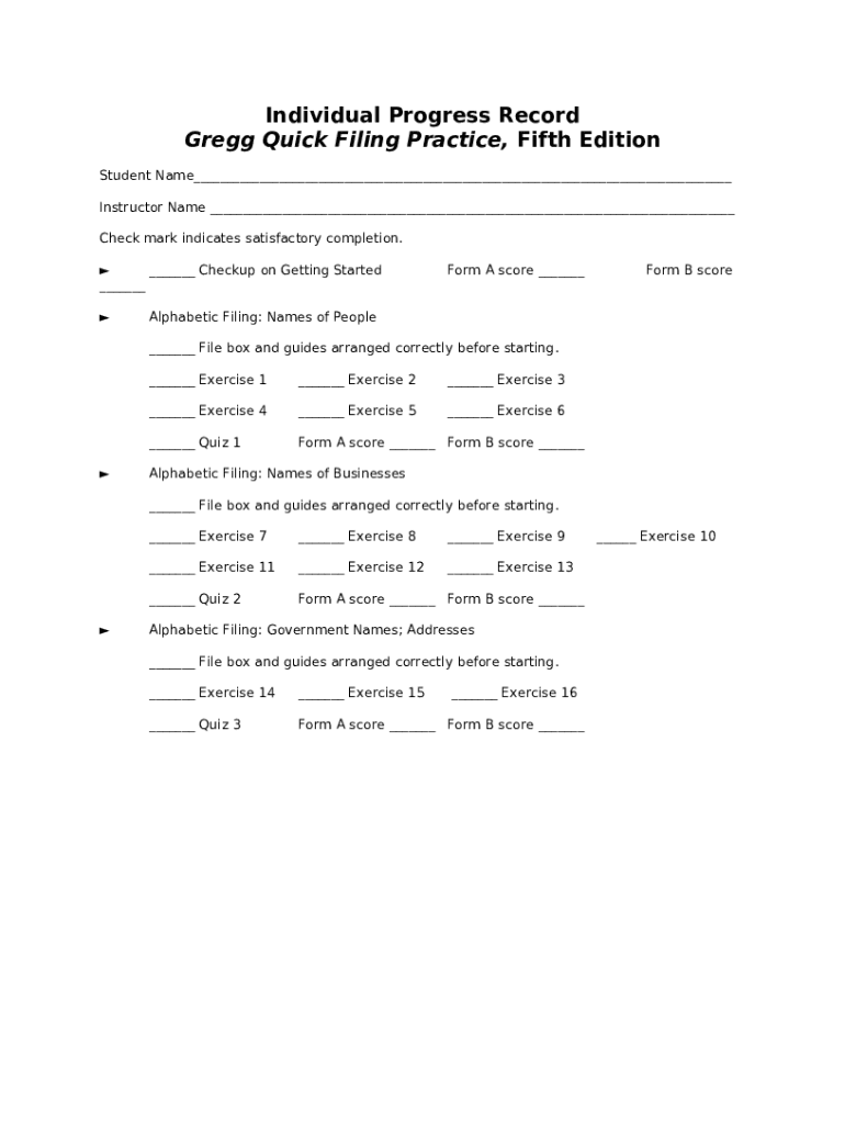 Individual Progress Record - Mheducation Doc Template | pdfFiller