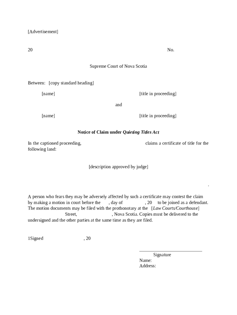 Standard Pleading Samples to be Used in Quiet Title ... Doc Template ...