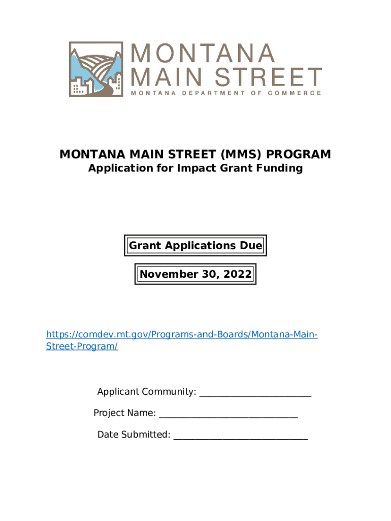 MONTANA MAIN STREET (MMS) PROGRAM - Application ... - comdev mt Doc ...