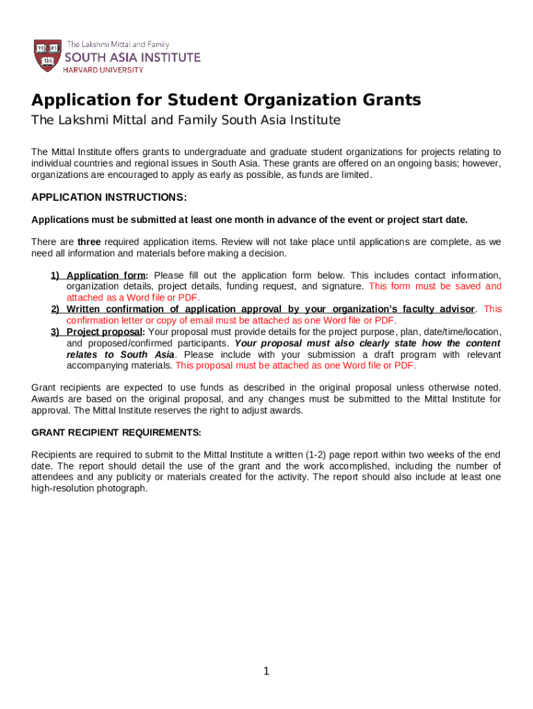 Application for student organization grants Doc Template | pdfFiller