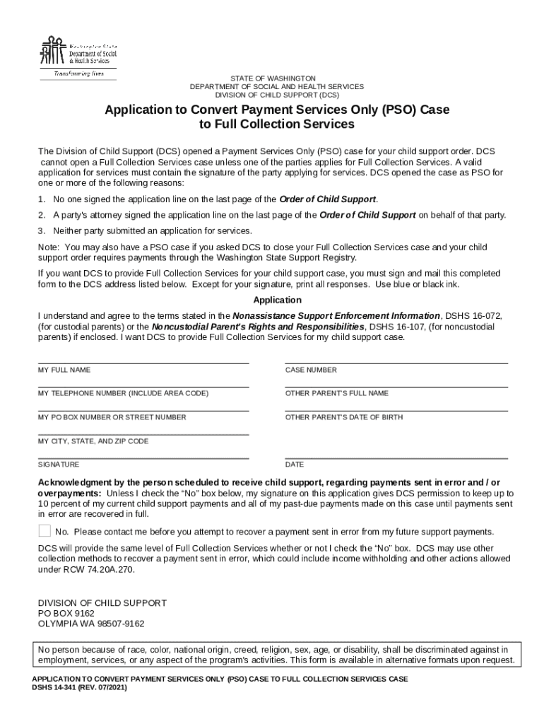 Application to Convert Payment Services Only (PSO) Case to Full ...