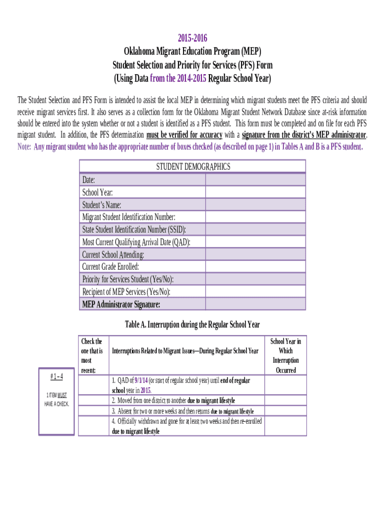 Priority for Services (PFS) - sde ok Doc Template | pdfFiller