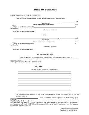 DEED OF DONATION - Blank . Multiple Donees.doc Doc Template | pdfFiller