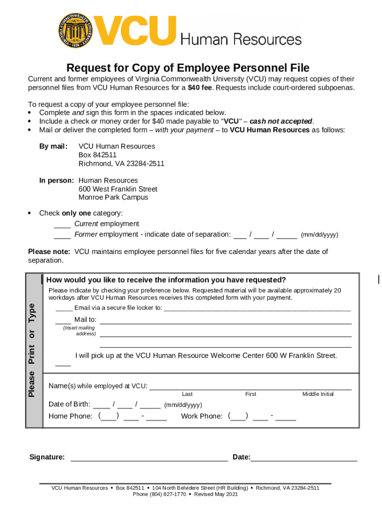 Faculty and Staff Website Profile Request - VCUarts - hr vcu Doc ...