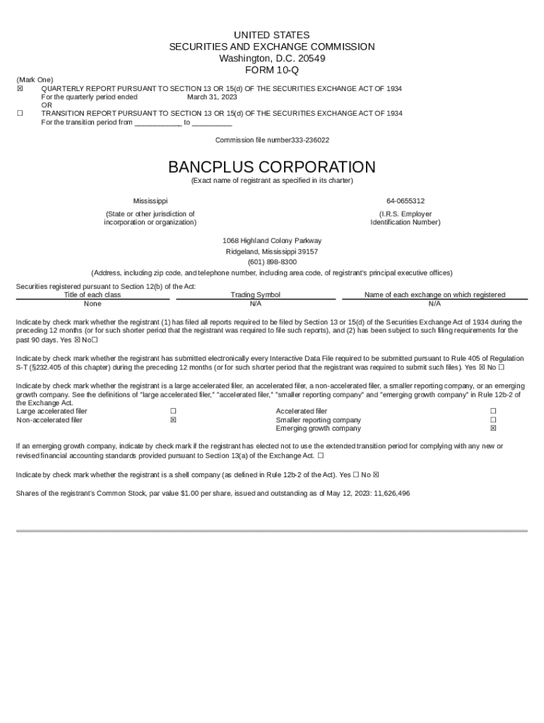 BANCPLUS CORP (. EDGAR Online Pro Doc Template | pdfFiller