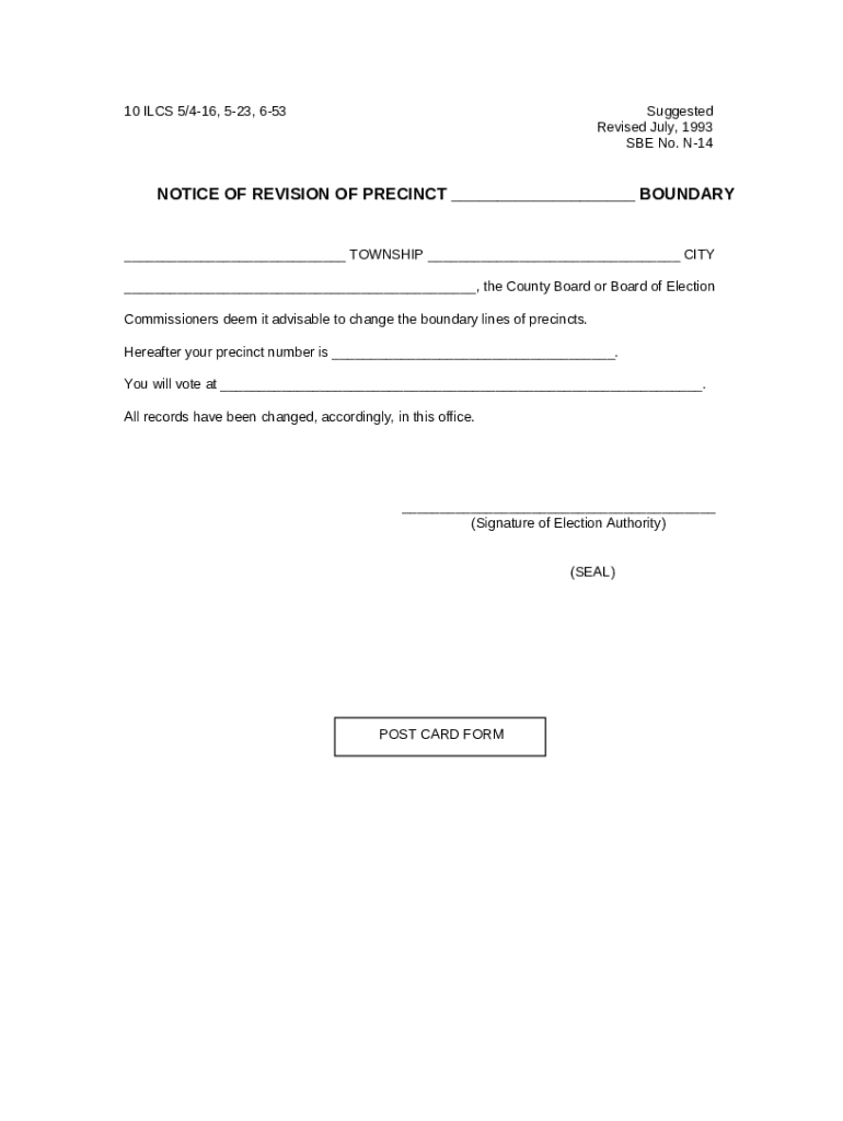 NOTICE OF REVISION OF PRECINCT BOUNDARY Doc Template | pdfFiller