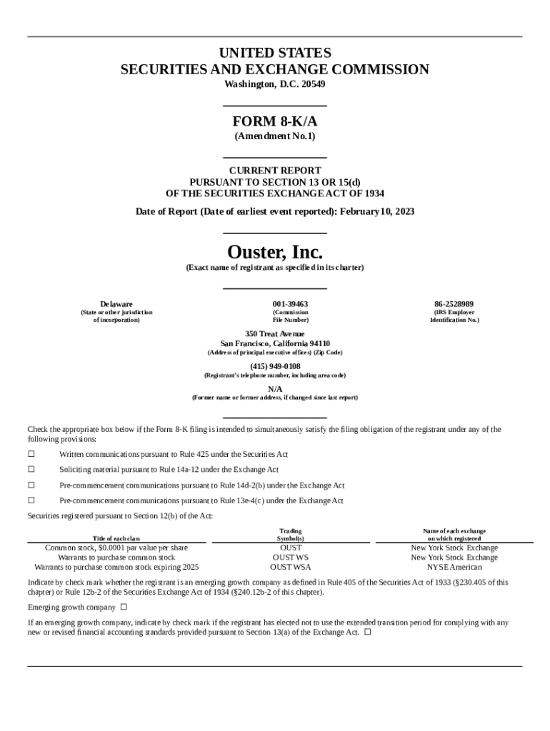 Ouster, Inc. ( - cloudfront.net Doc Template | pdfFiller