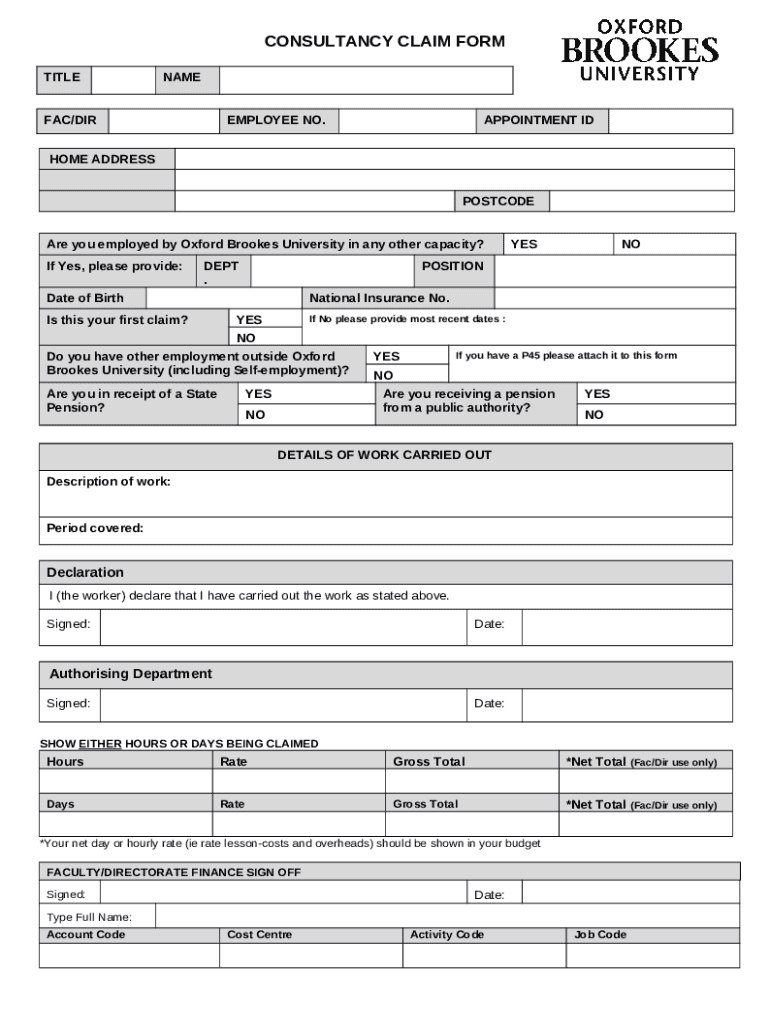 Specialist Lecturer Claim Doc Template | pdfFiller