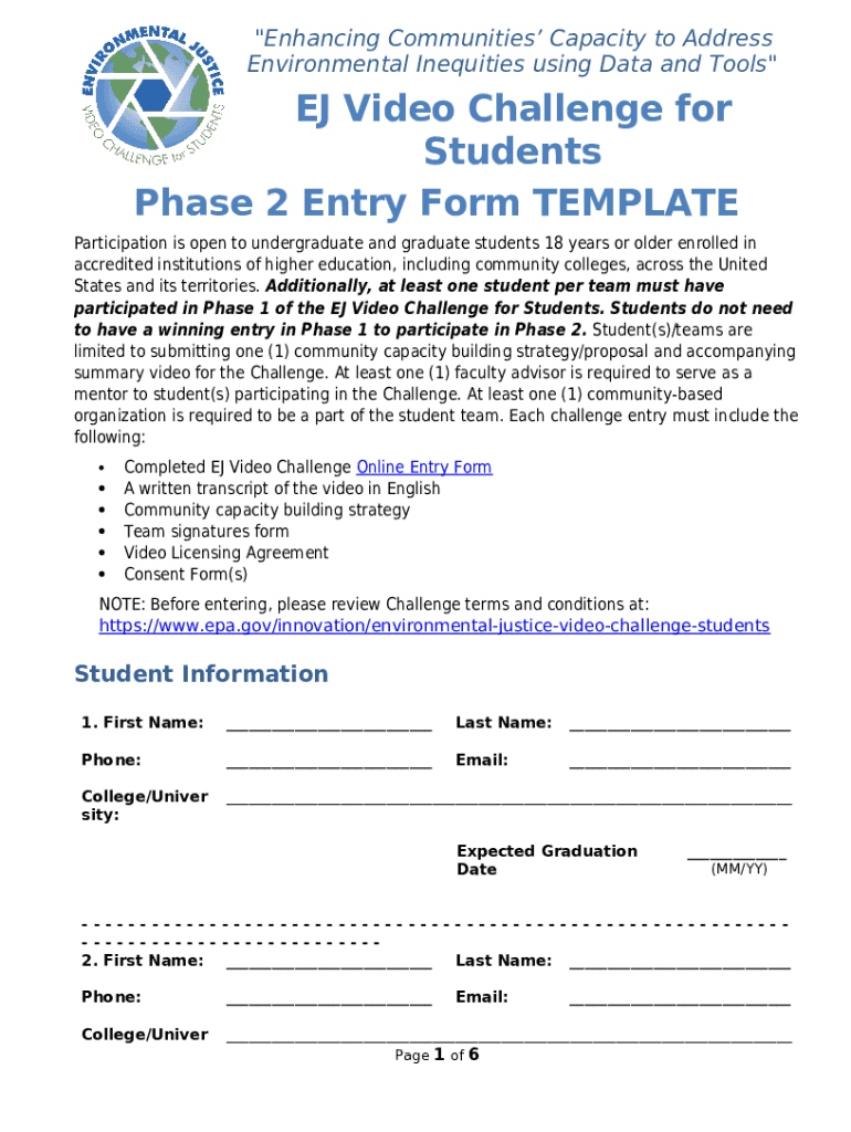 Video Challenge Entry Doc Template | pdfFiller