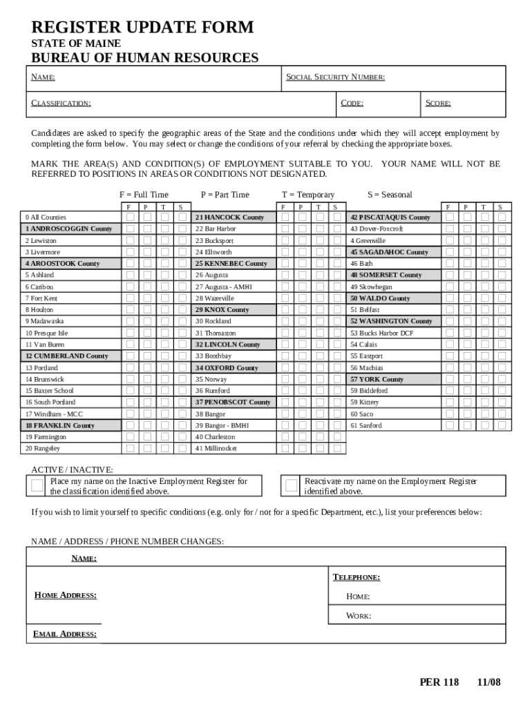 REGISTER UPDATE Doc Template | pdfFiller