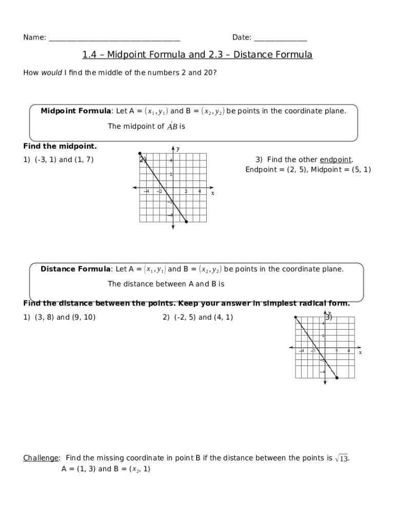 Distance between two points and the midpoint Doc Template | pdfFiller