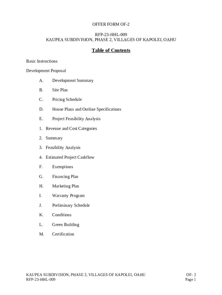 RFP-23-HHL-009, Kaupea Subdivision, Phase 2, Villages of ... Doc ...