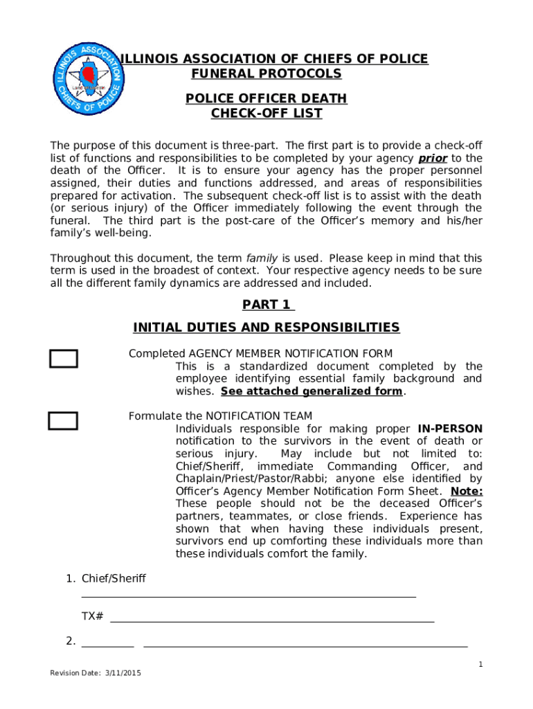 IACP Sample Funeral Protocols Doc Template | pdfFiller
