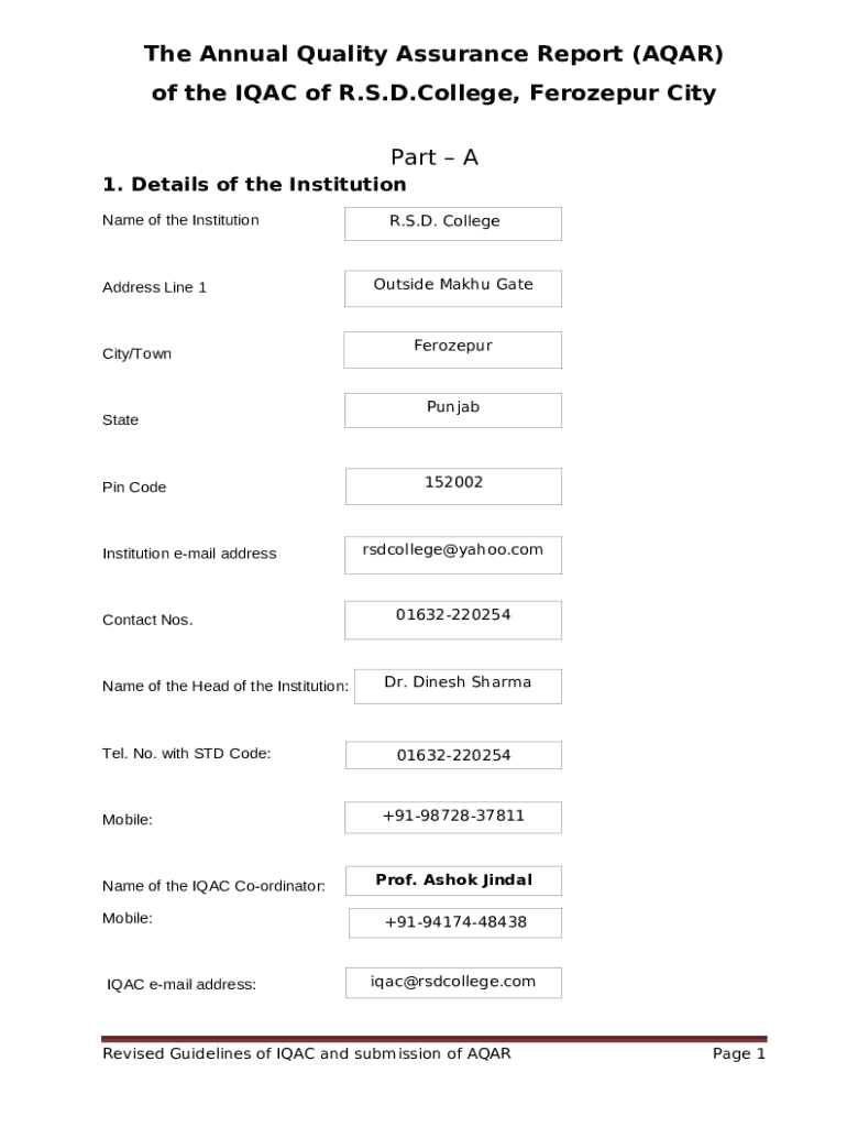 RSD College Ferozepur City Doc Template | pdfFiller