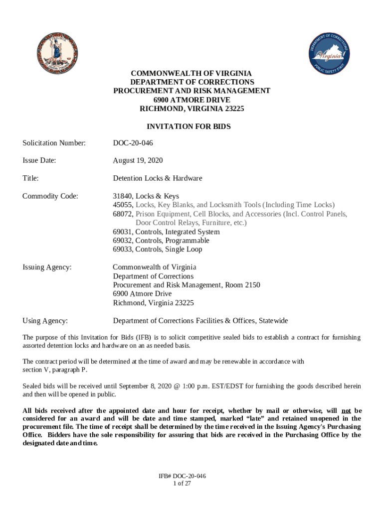 Solicitation Number:DOC-20-046 Doc Template | pdfFiller