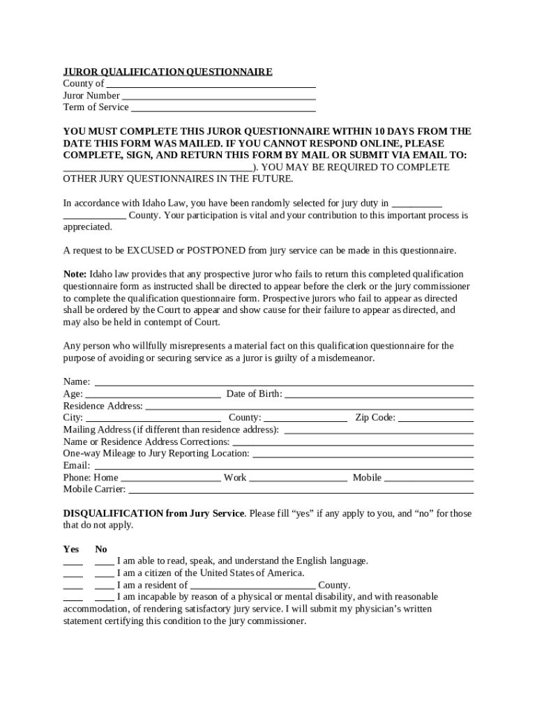 Juror FAQs 1. Why did I receive a Juror Qualification ? ... - isc idaho ...